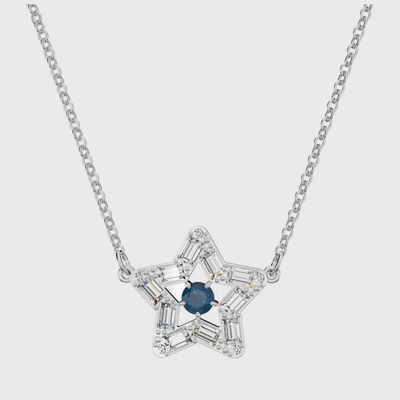 施华洛世 SWAROVSKI Stella pendant Star, Blue, Rhodium plated