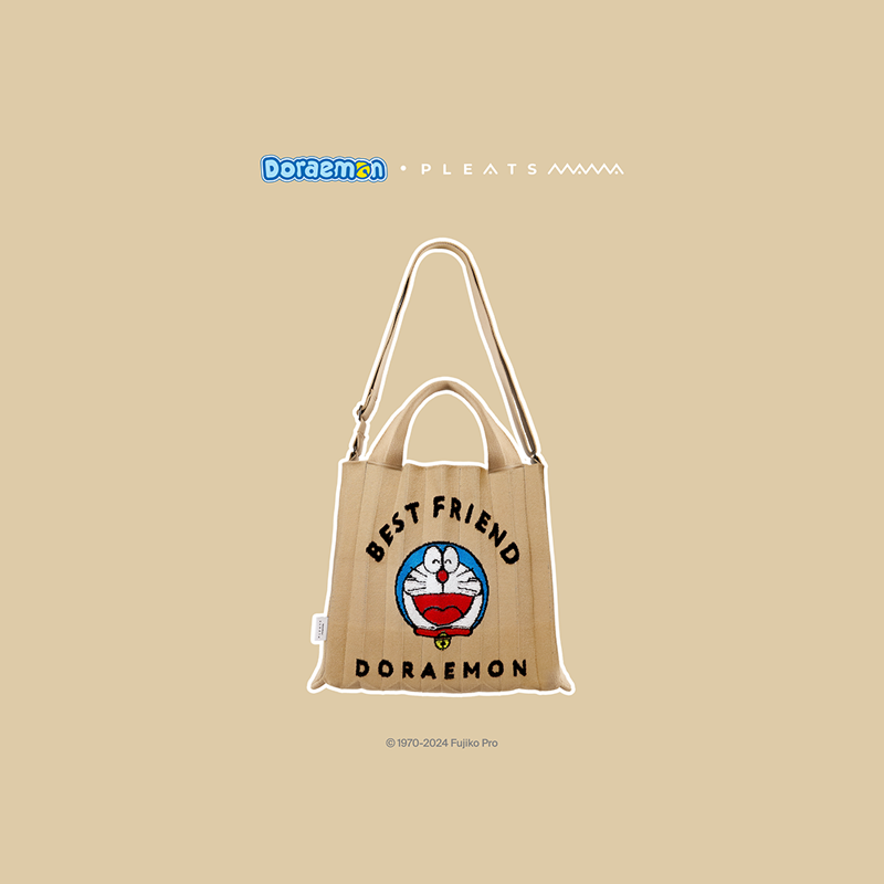 PLEATS MAMA [DORAEMON Edition] Two Way Cross Bag Beige